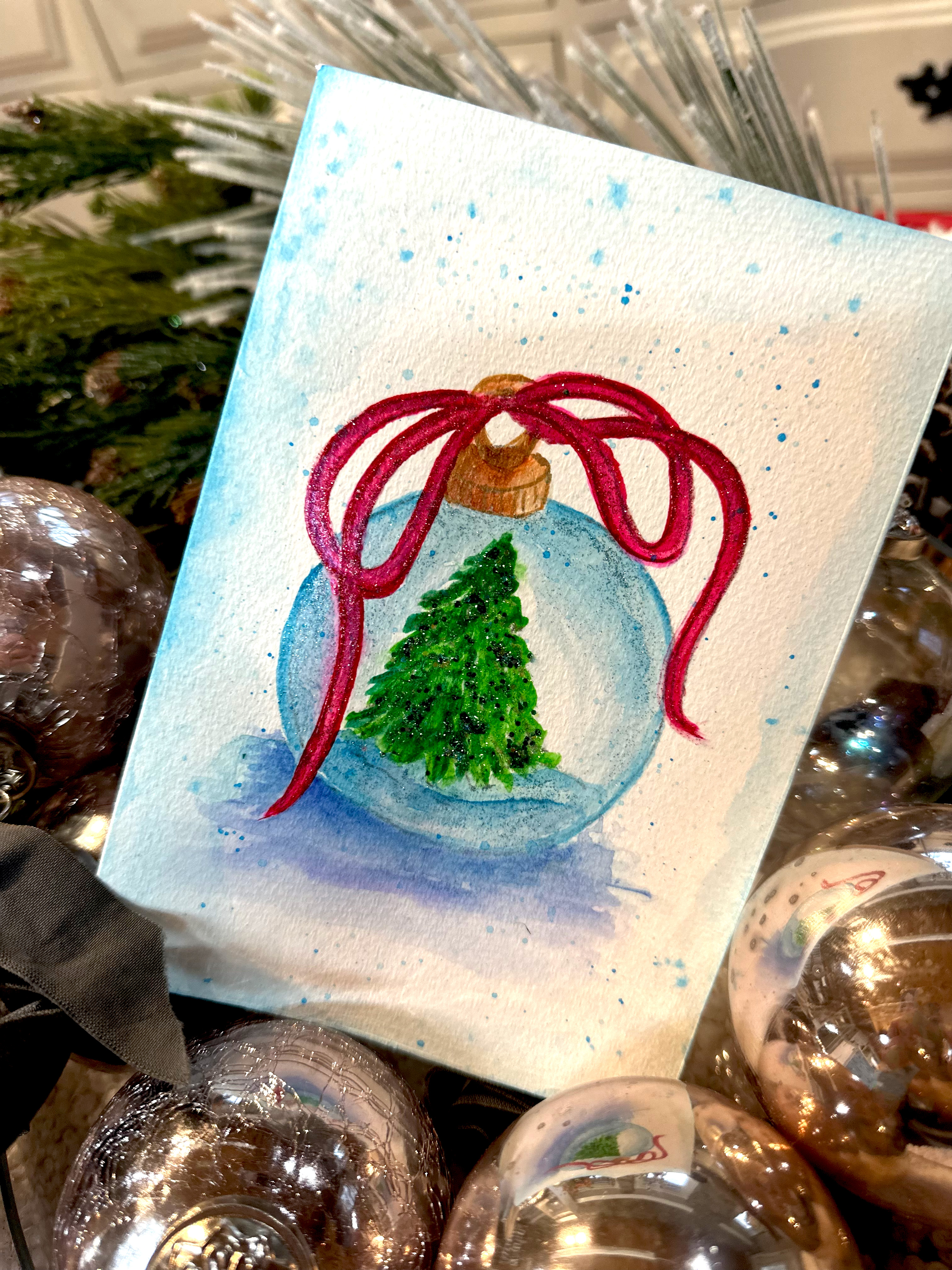 Cartes de Noël à l'aquarelle, acrylique et médiums