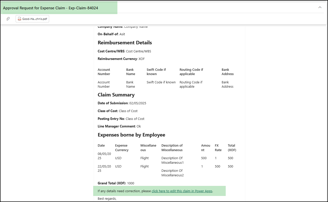 Expense Claim Requests Power Apps App